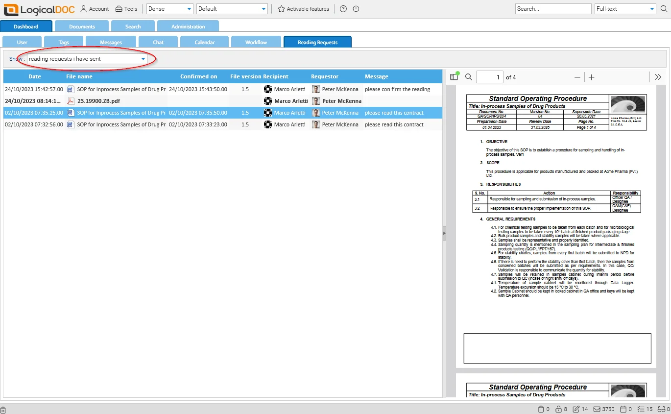 Reading Confirmation - LogicalDOC Documentation